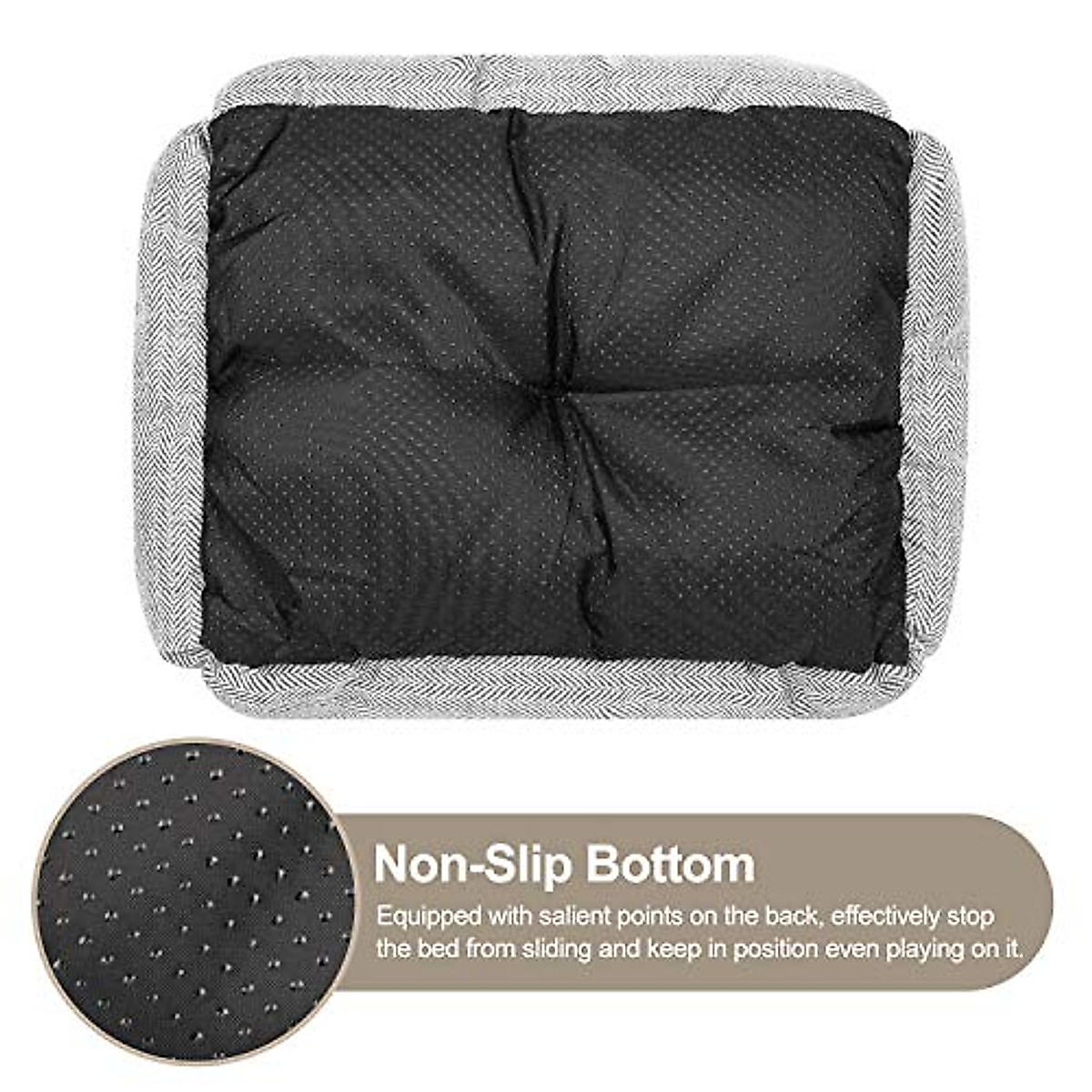 FURTIME Durable Dog Bed for Large Medium Small Dogs Soft Washable Pet Bed Orthopedic Dog Sofa Bed Breathable Rectangle Sleeping Bed Anti-Slip Bottom(25'', Grey)