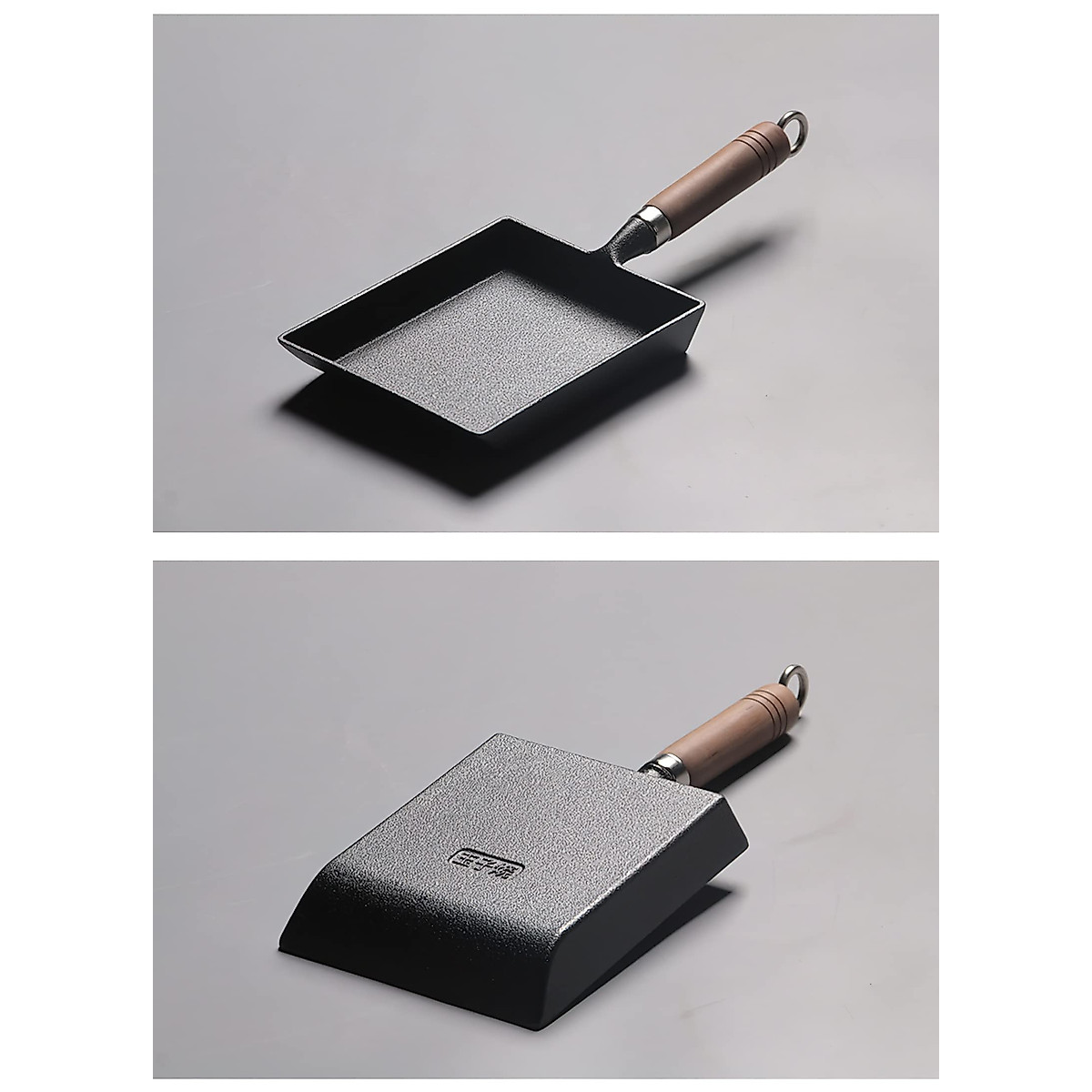 LI-GELISI Tamagoyaki Japanese Omelette Pan/Egg Pan,Rectangle Frying Pan Mini Frying Pan Iron Omelette Pan Tamagoyaki-ki Wooden Handle 9×7 inch