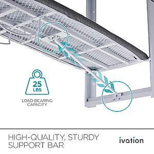 Ivation Wall-Mounted Ironing Board | Foldable 36.2” x 12.2” Ironing Station for Home, Apartment & Small Spaces | Sturdy Folding Board, Easy-Release Lever, Removable Cotton Cover & Mounting Hardware