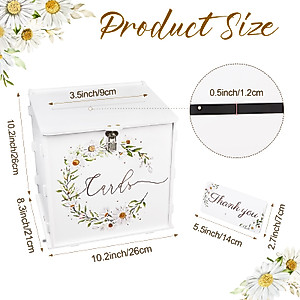 CYAOOI White Wedding Card Box with Lock, PVC Money Envelope Card Box for Wedding Reception, Daisy Pattern Gift Card Box Holder for Graduation Party Birthday Baby Shower Decorations