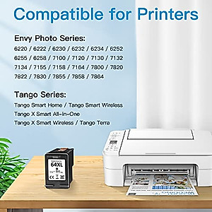 Firstoner 64 XL Black Ink Cartridge Replacement for HP 64XL Ink Remanufactured for HP Envy Photo 7858 7855 7155 7158 7120 7158 7164 6255 6252 6232 Tango X Smart Series Printer(1 Black)