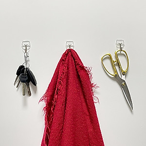 CARAINBO 20 hooks-25 Strips,Clear Small Wire Toggle Hooks Value Pack, Damage Free Hanging Wall Hooks with Adhesive Strips, No Tools Utility Hooks for Hanging Decorations
