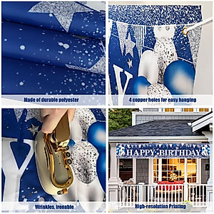 50th Birthday Party Decorations Navy Blue Silver Happy 50th Birthday Yard Banner with 61pcs Latex Balloons Foil Number 50 Balloons Backdrop for Men Women Birthday Anniversary Party Decor Supplies