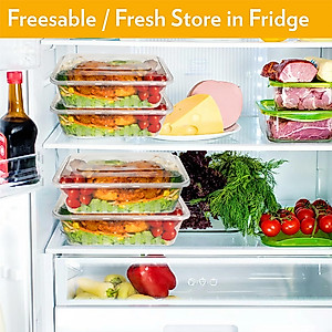 [50 PACK 50OZ] Disposable Meal Prep Container Large For Food, Plastic Storage Containers with Lids Freezer Microwave Dishwash Safe, Clear Bento Box Stackable BPA Free Reusable 1500ml
