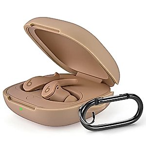 Beats Fit Pro Case Cover, AIRSPO Soft Silicone Case for Beats Fit Pro 2021 Shockproof Beats Fit Pro Earbuds Case Cover with Keychain （Dune）