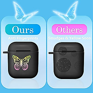 JoySolar Butterfly Case for AirPod 1/2 Aesthetic Cute Cases Women Girls Girly for AirPods 1st/2nd Generation Cover Soft TPU Pretty Kawaii Funny Stylish with Keychain for Air Pods 1/2(Black Butterfly)