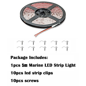 Seaponer Pontoon Boat Light, Marine Led Light Strip for Duck Jon Bass Boat Sailboat Kayak, Led Flex Lighting for Boat Deck Light Accent Light Courtesy Interior Lights Fishing Night, 12v, 5m(16.4ft)