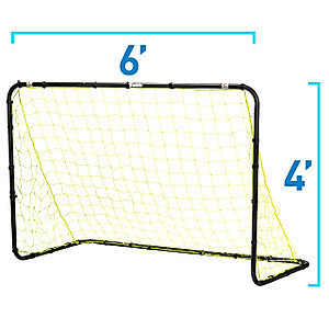 Franklin Sports Competition Soccer Goal - Steel Backyard Soccer Goal with All Weather Net - Includes 6 Ground Stakes - 6'x4' Soccer Goal - Black