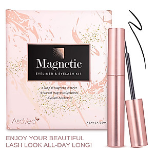 Magnetic Eyelash Kit, Premium Magnetic Eyelash with Eyeliner Kit, includes 2 Pairs of Reusable Realistic and Soft Magnetic Eyelashes, Advanced Eyeliners, Strong Hold, Easy to Apply Magnetic Eyeliner