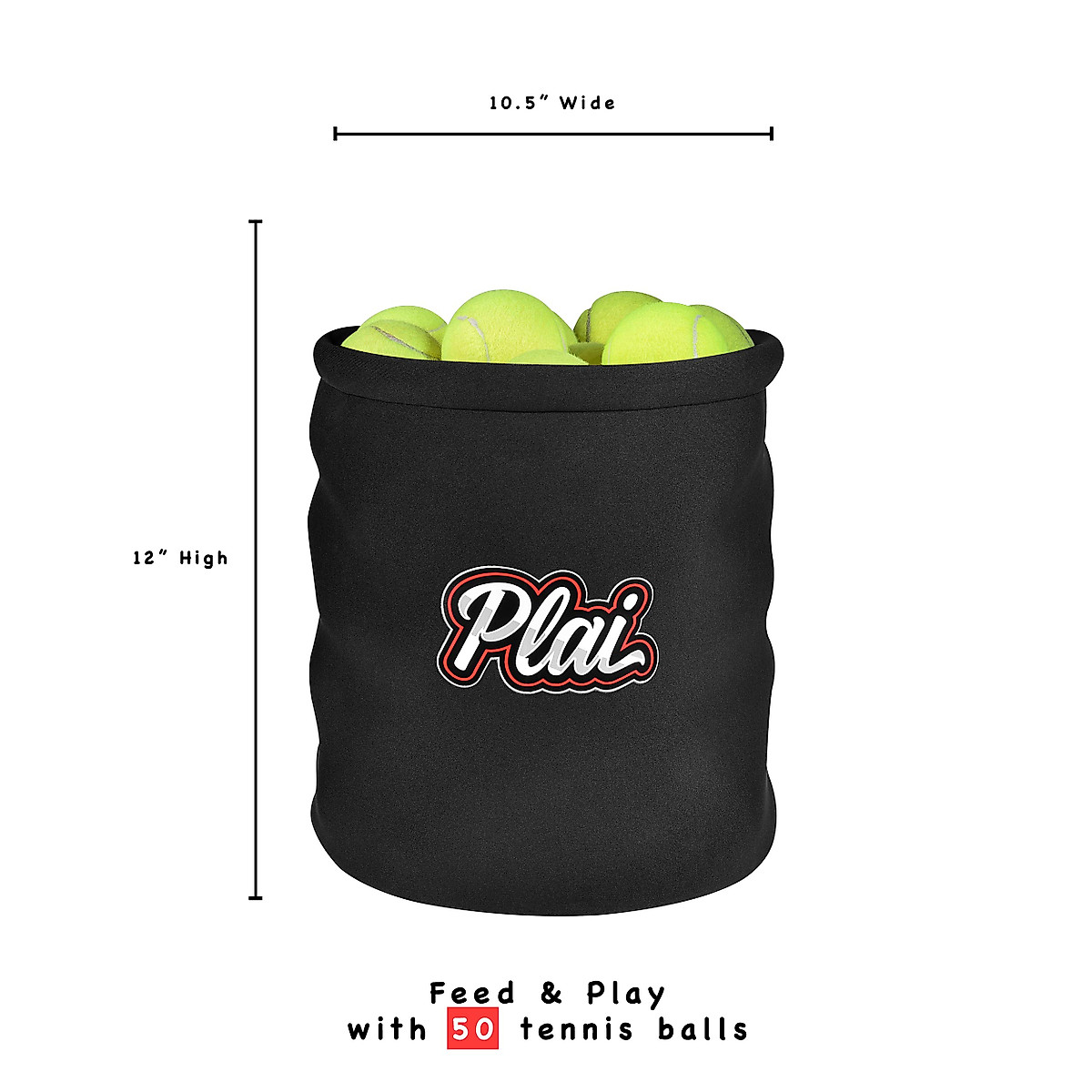 Plai Portable Tennis Ball Hopper Basket - Great for Tennis Training & Fast Feeder for Tennis Balls, Pickleball, Table Tennis or Baseball Balls, Fits Around Any Waist - Holds 50+ Tennis Balls