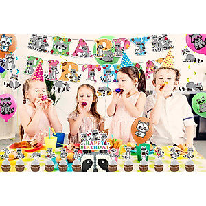 Raccoon Party Decorations Raccoon Birthday Party Supplies Includes Raccoon Birthday Banner Spirals Cake Topper Cupcake Toppers Balloons For Woodland Raccoon Birthday Party Baby Shower Decorations
