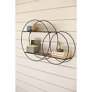 Kalalou CHW1113 Wall Unit with Wood Shelves, Black