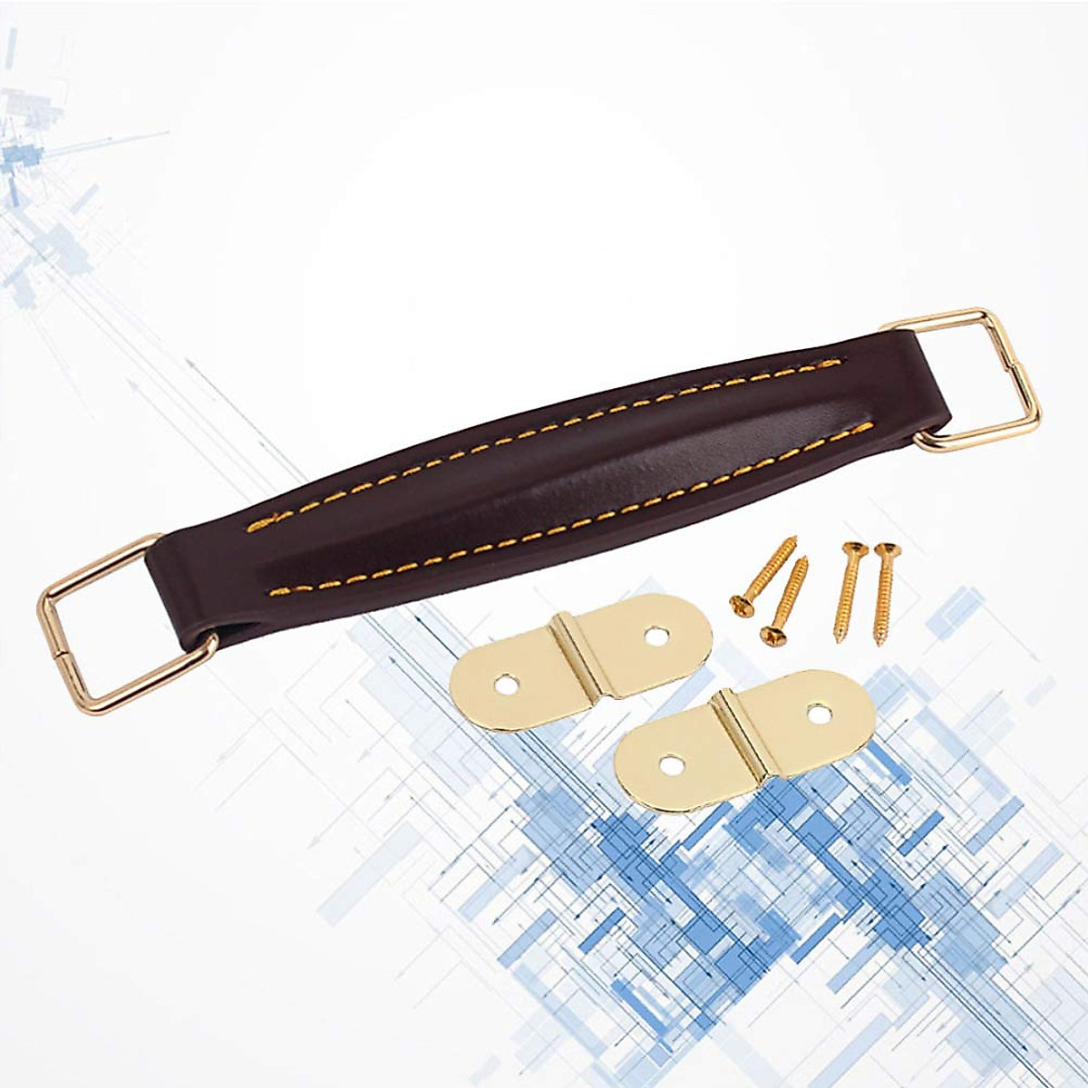 Amplifier Handle Leather Strap PU Leather Handle Replacement Parts with Mounting Screws for Guitar Audio Amplifier, 1 pcs (Coffee)