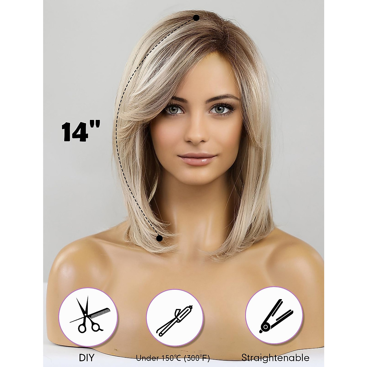 HAIRCUBE Shoulder Length Bob Wigs for Women Side Parting