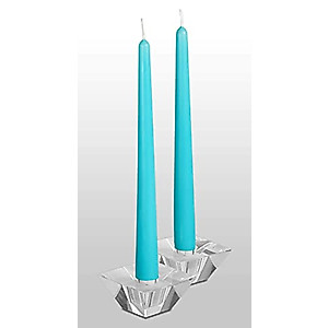 12 Pack Tall Taper Candles - 10 Inch Light Blue - Turquoise Dripless, Unscented Dinner Candle - Paraffin Wax with Cotton Wicks - 8 Hour Burn Time.
