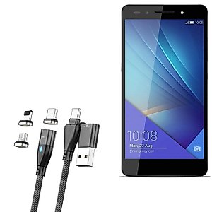 BoxWave Cable Compatible with Honor 7 - MagnetoSnap PD AllCharge Cable (100W), Magnet PD 100W Charging Cable USB Type-C Micro USB for Honor 7 - Jet Black