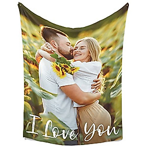 EastArts Custom Blankets with Photo, Personalized Photo Blankets Using My Own Photo, Customized Blankets with Picture, Personalized Gifts for Women Men, Personalized Couples Gifts for Valentines Day