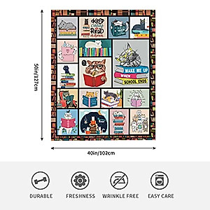 Cat Soft Flannel Fleece Throw Blanket,Book Lovers Gifts,Gifts Book Reader Gifts, Readers Librarian Gifts Throw Blanket 40X50 Inch