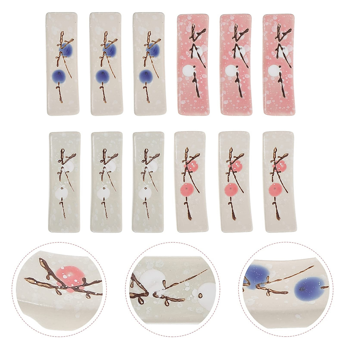 Chopstick Rest 12pcs Japanese Chopsticks Stands Ceramic Chopstick Stand Rest Rack Spoon Fork Knife Holder Set ( 4 Colors ) Chopsticks Holder