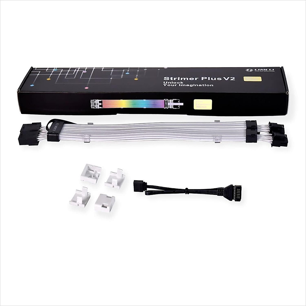 LIAN LI Strimer Plus V2 8 Pin (PW8-PV2) - Addressable RGB VGA Power Cable-(No Controller Included) - for Dual 8 PIN GPU Connector