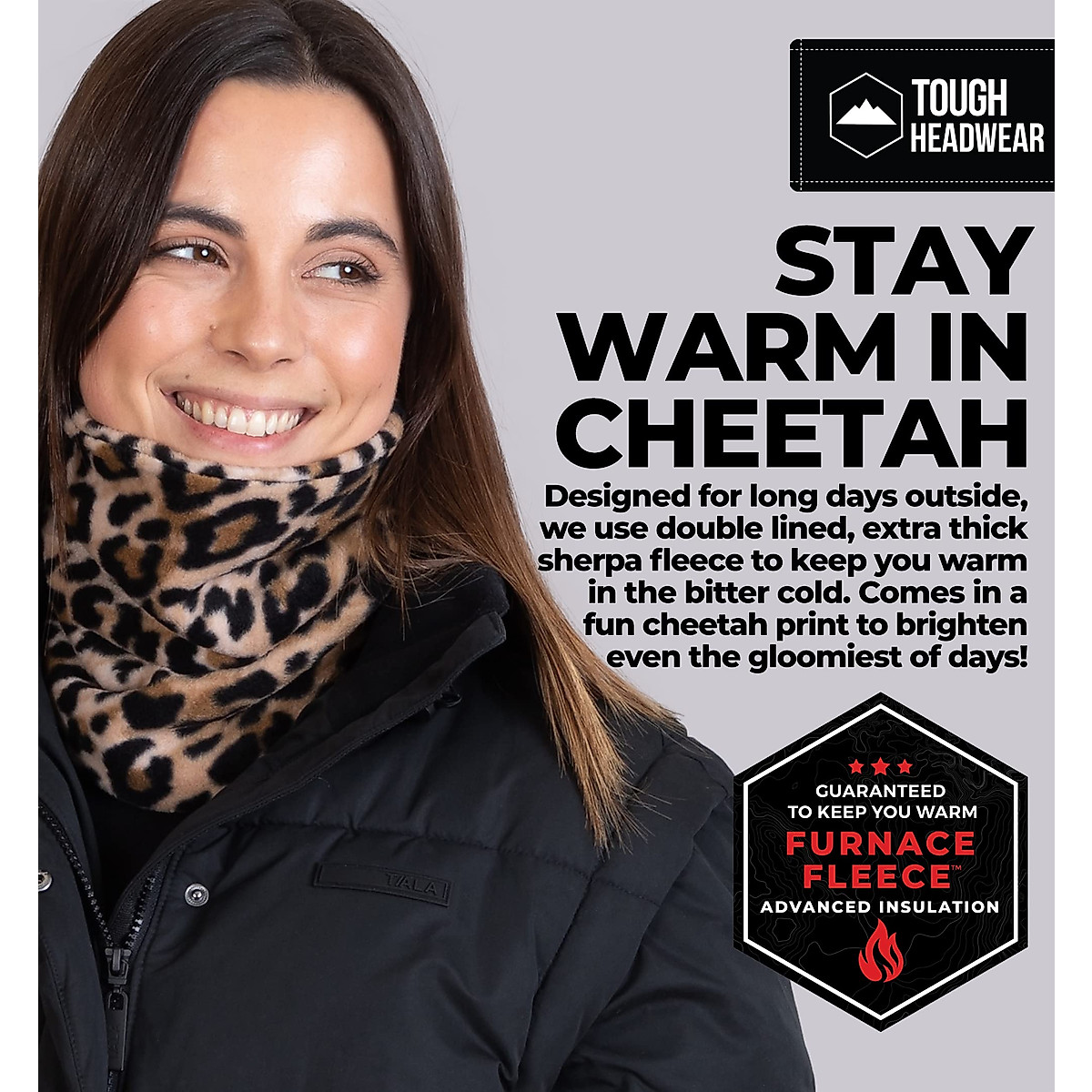 Tough Headwear Neck Warmer - Fleece Neck Gaiter, Winter Face Cover & Ski Scarf - Neck Cover for Men & Women for Cold Weather