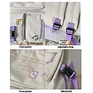 Splendrive Cute backpack with cute accessories aesthetic Outdoor Daypack (Black)