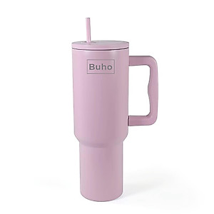 Buho Outdoor Tumbler, 40 oz, Double-Wall Insulated, Ergonomic Handle with Lid Straw (Light Purple)
