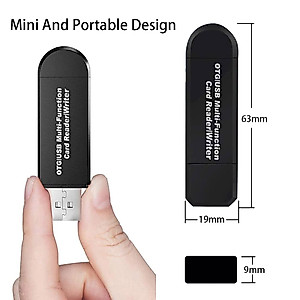 Micro USB OTG/USB 2.0 Card Reader Adapter, SD/Micro SD Memory Card Reader with Standard USB Male & Micro USB Male Connector for Smartphones/Tablets with OTG Functio for SDXC, SDHC, SD, MMC, RS-MMC