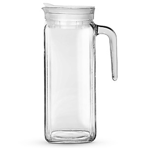 Amici Home Italian Igloo Quadra Glass Pitcher with Lid and Spout | 34 Ounce | Clear Glass Water Pitcher for Refrigerator | Carafe for Iced Tea, Juice, Milk, Cold Brew and Mimosa Bar