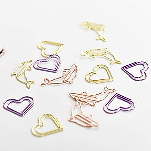 NUOBESTY 20Pcs Love Heart Shaped Paper Clips Holder Metal Note Clips Bookmark Marking Clamp Page Marker Document Organizing Clip for Office School Wedding Decoration Purple