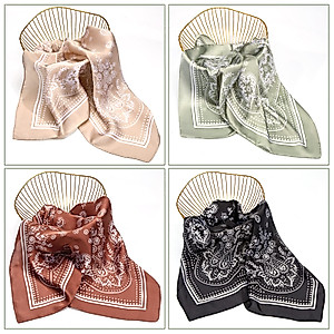 Zhanmai 8 Pcs 27.5 x 27.5 Inch Square Satin Head Scarves Women Silk Bandana Hair Scarves Hair Wrap Neck Scarf for Sleeping (Colorful,Classic)