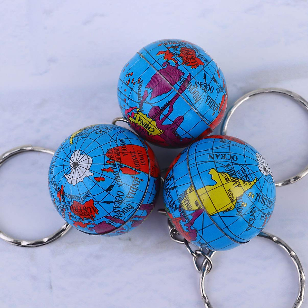 12Pcs Globe Keychains, Key Chains with Mini Globe World Planet Ear Theme Keyrings Globe Party Favors Globes for for Keys, Backpack, Pocket Book, 2.5cm