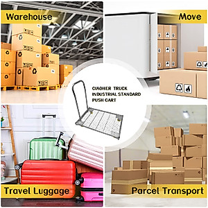 CiaoHER Heavy Duty Metal Platform Truck, 1200 lbs Industrial Standard Push Cart, 41x28 Extra Wide Deck Utility Dolly for Warehouses, Workshops, Restaurants and Homes Use