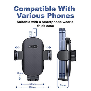 Universal Car Phone Holder Mount for Dashboard Windshield, Military Hands-Free Cell Phone Stand Automobile Cradles Truck Accessories Fit for All iPhone Android Smartphones