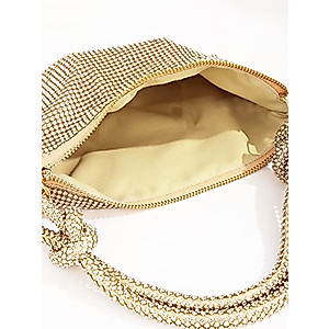 OOTD LAND Evening Clutch Bag Sparkly Rhinestone Purse for Wedding Engagement Ladies Sparkling Party (Gold-S)