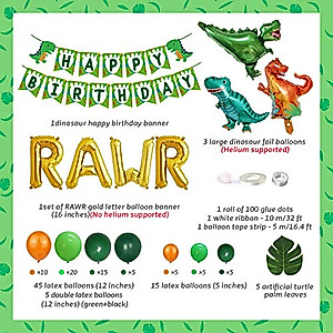Dinosaur Balloon Garland Kit for Boys Girls Rawr Balloon Arch Dinosaur 1st 2nd 3rd Birthday Party Decorations Supplies Dino Happy Birthday Banner T-Rex Balloons