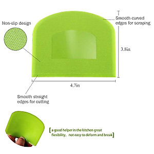 nescope Dough Scraper Bowl Scraper Food safe Plastic Dough Cutter Flexible Plastic Scraper Practical Bench Scraper Multipurpose Food Scrappers for Bread Dough Cake Fondant Icing(4PCS)