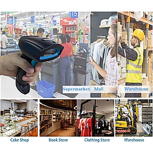 Wireless Bluetooth Barcode Scanner Automatic 2D QR Code Scanner Wireless for POS System, 1D PDF417 Screen Scanning Barcode Reader for Warehouse Inventory,Supermarket,Retail Shop