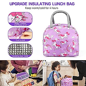 XIANKE 27Pcs Bento Box Lunch Box Kit Purple, 1300ML Lunch Container for Kids/Adults, Durable Leak-proof Box 4 Compartments with Spoon Fork Bag Accessories, Microwave Dishwasher Freezer Safe,BPA-Free