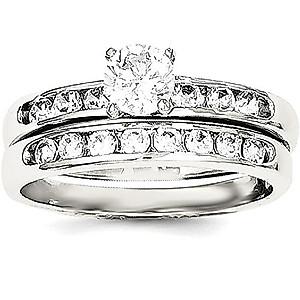 IceCarats 925 Sterling Silver Cubic Zirconia CZ Wedding Band Engagement Ring Bridal Jewelry Set