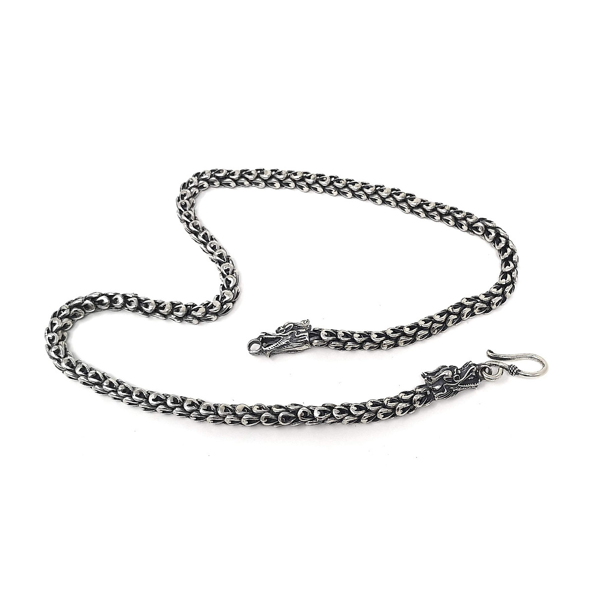 Sterling Silver Dragon Chain - Handmade Vintage 925 Necklace (18, 5.5mm)