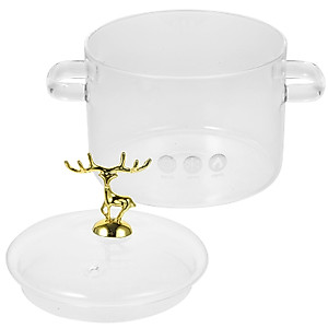 GANAZONO Glass Cooking Pot Clear Glass Saucepan Heat Resistant Borosilicate Glass Pot with Lid and Handle Stovetop Simmer Pot Potpourri for Ramen Noodle Soup Milk Vegetable