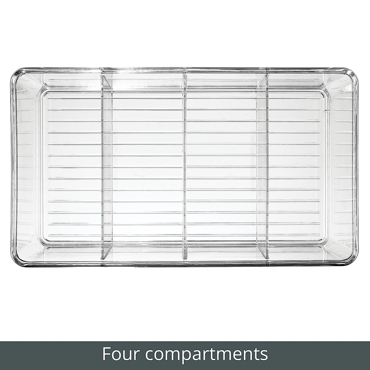 mDesign Plastic Food Storage Organizer Bin Box Container - 4 Compartment Holder for Packets, Pouches, Ideal for Kitchen, Pantry, Fridge, Countertop Organization - 4 Pack - Clear