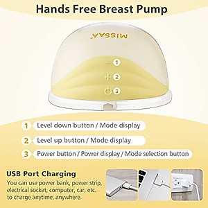 MISSAA Wearable Breast Pump Hands Free, Double Electric Portable Wireless Breast Pumps, Low Noise 2 Modes & 9 Levels Adjustable Painless Strong Suction Power, 24mm Flange