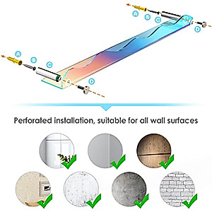 NiHome Iridescent Clear Acrylic Floating Shelves Set of 6, Modern Stylish Display and Storage 15"x2" Large Ledge Shelves for Bathrooms, Living Spaces and More