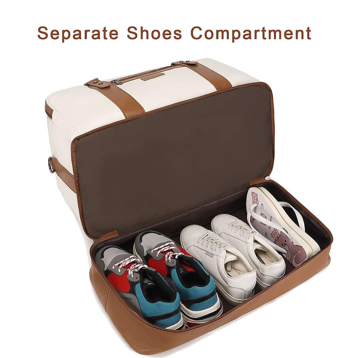 Enoshi Luggage Overnight Bag for Women Canvas Travel Duffel Weekender Bag Shoe Compartment Three-Piece