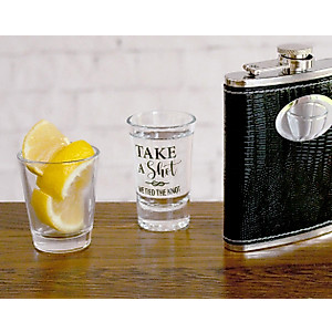 Lillian Rose Tied The Knot Wedding Day Shot Glass Favors Set of 4, 4 Count (Pack of 1), Clear