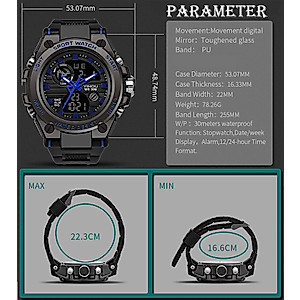 Yihou Men's Military Watch Outdoor Sports Electronic Watch Tactical Army Wristwatch LED Stopwatch Waterproof Digital Analog Watches
