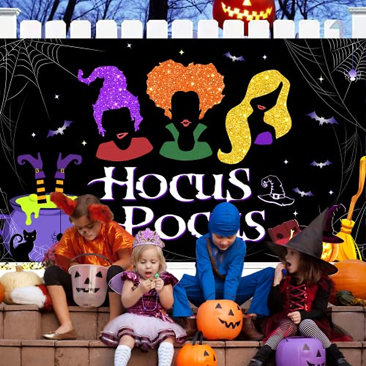 Large 71" X 43" Backdrop, Party Decorations, Witch Sisters Backdrop for Decorations Party, Birthday Decorations for Kids