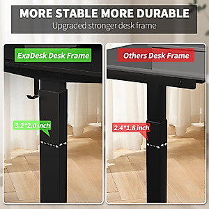 ExaDesk Electric Standing Widened Desk 63 * 30 Inches Adjustable Height with 4 Drawers, Double Storage Shelves Stand Up Desk, Home Office Workstation Sit Stand up Desk (Classical Black)